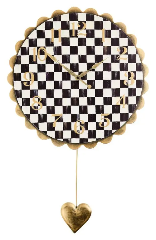 MACKENZIE-CHILDS Check Heart Pendant Wall Clock - Courtly
