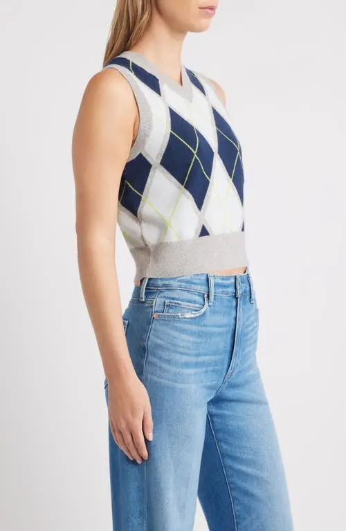 525 America Estelle Argyle Crop Sweater Vest