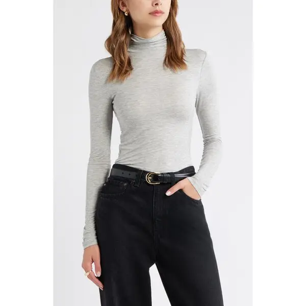 OPEN EDIT Knit Turtleneck - Medium Grey Heather
