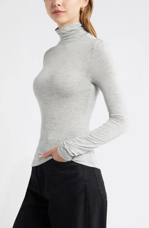 OPEN EDIT Knit Turtleneck - Medium Grey Heather