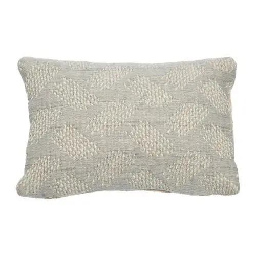 STORIED HOME Woven Cotton Jacquard Lumbar Pillow - Greige
