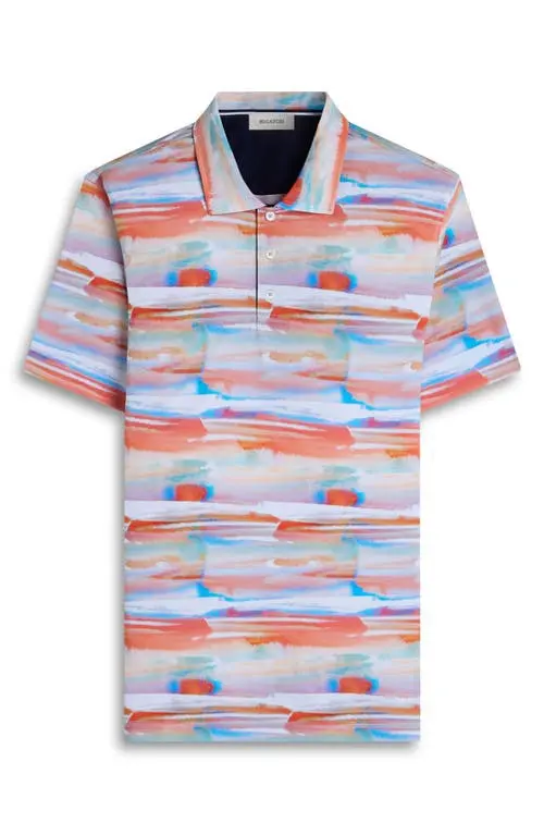 Bugatchi Hendrix Digital Abstract Brushstroke Print Pima Cotton Polo