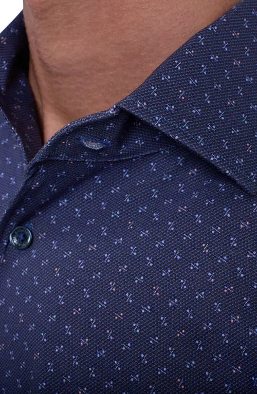 Bugatchi Devon Ooohcotton® Geo Print Button-up Shirt - Night Blue