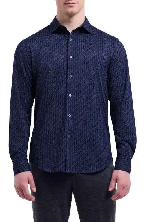 Bugatchi James Ooohcotton® Geo Print Button-up Shirt - Navy