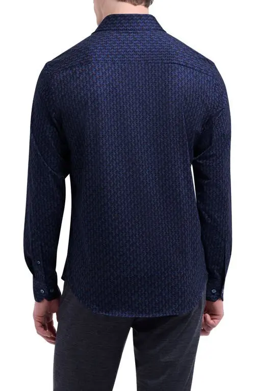Bugatchi James Ooohcotton® Geo Print Button-up Shirt - Navy
