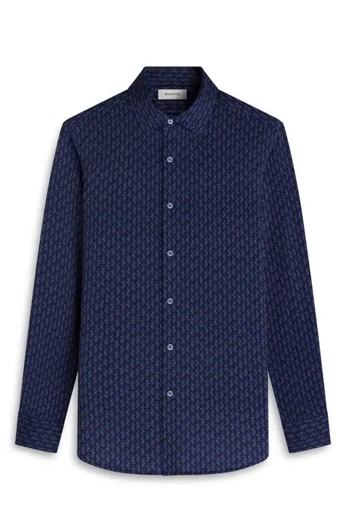 Bugatchi James Ooohcotton® Geo Print Button-up Shirt - Navy