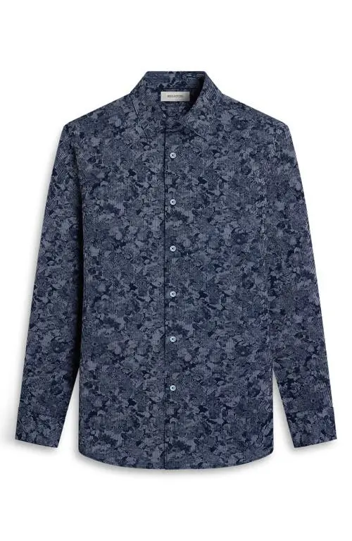 Bugatchi James Ooohcotton® Floral Stripe Button-up Shirt - Navy