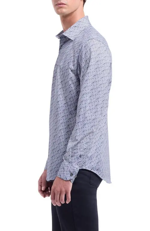 Bugatchi James Ooohcotton® Music Print Button-up Shirt - Platinum