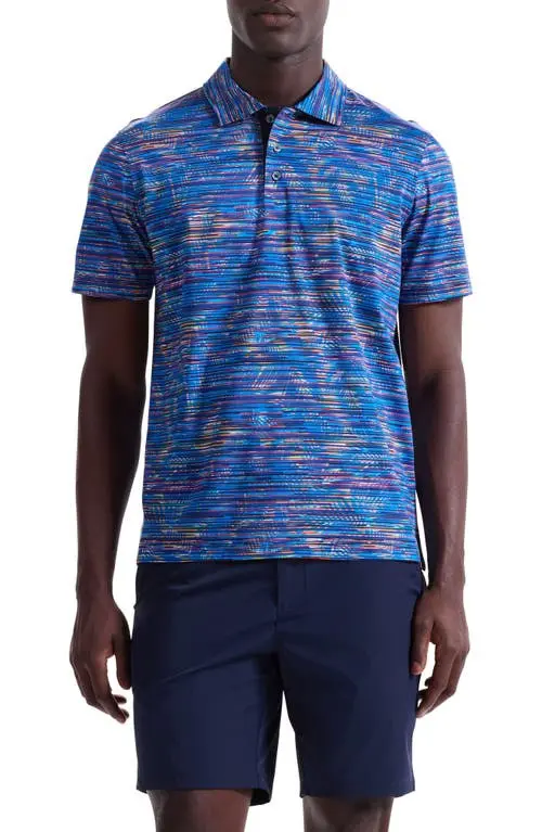 Bugatchi Hendrix Digital Linear Leaf Print Pima Cotton Polo