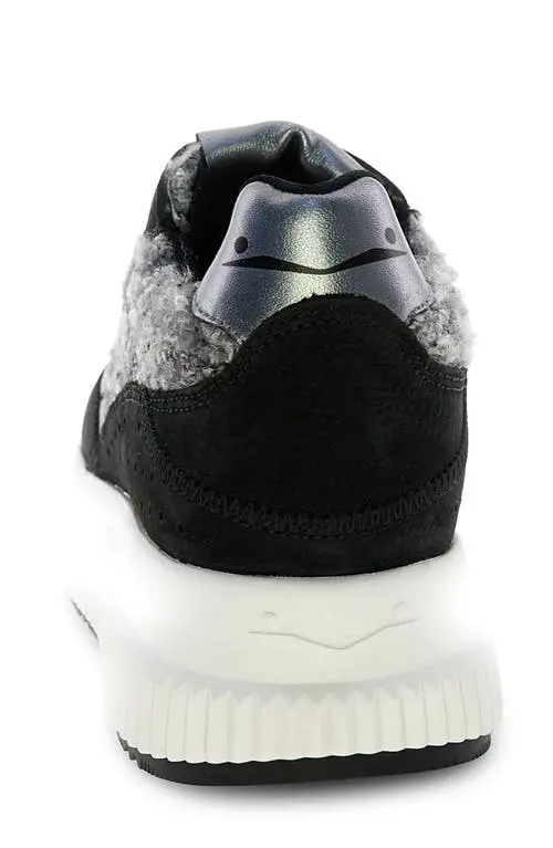 VOILE BLANCHE Lana Genuine Shearling Platform Sneaker - Black Grey