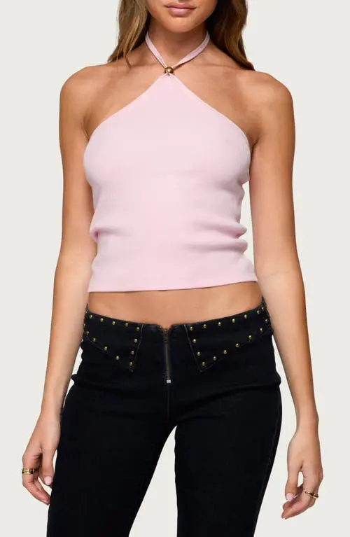 EDIKTED Hollis Crop Halter Top - Light-pink