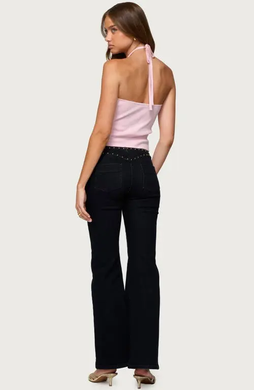 EDIKTED Hollis Crop Halter Top - Light-pink