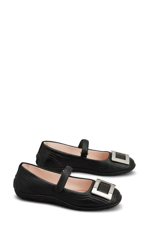 ROGER VIVIER Viv Low Quilted Mary Jane Ballet Flat - Nero