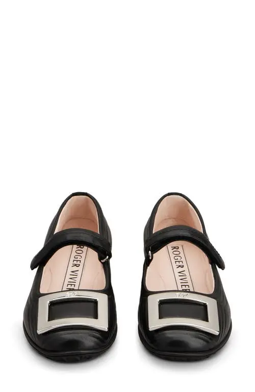 ROGER VIVIER Viv Low Quilted Mary Jane Ballet Flat - Nero