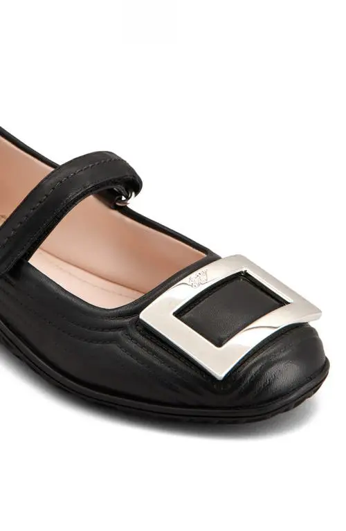 ROGER VIVIER Viv Low Quilted Mary Jane Ballet Flat - Nero