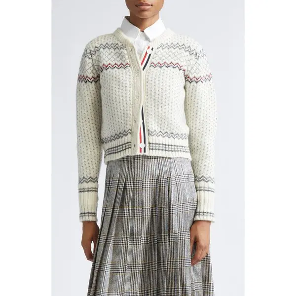 Thom Browne Fair Isle Float Jacquard Wool And Cashmere Cardigan