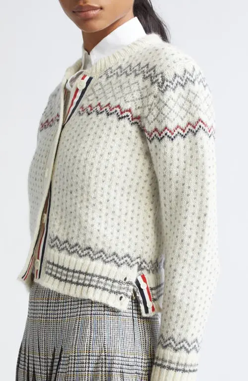 Thom Browne Fair Isle Float Jacquard Wool And Cashmere Cardigan