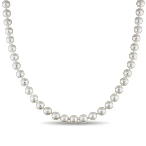 JULIANNA B. Cultured Akoya Pearl Necklace With 14k Beaded Clasp - Pearl Grade: Aaa