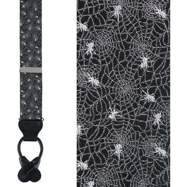 Trafalgar Venom Spider Web Motif Silk Suspenders - Black