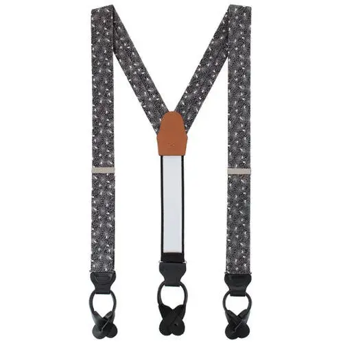 Trafalgar Venom Spider Web Motif Silk Suspenders - Black