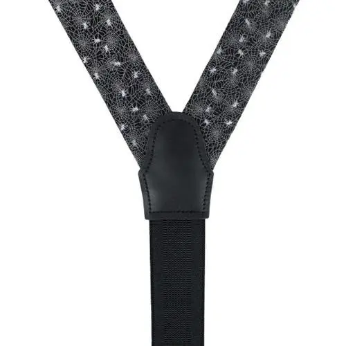 Trafalgar Venom Spider Web Motif Silk Suspenders - Black