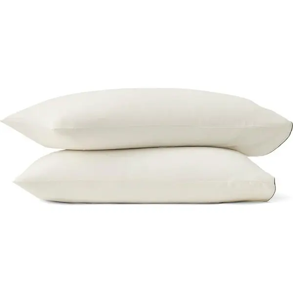 BOLL & BRANCH Signature Set Of 2 Piped Edge Pillowcases - Cream/olivine