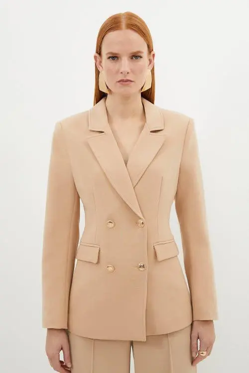 Karen Millen Tailored Double Breasted Blazer - Camel