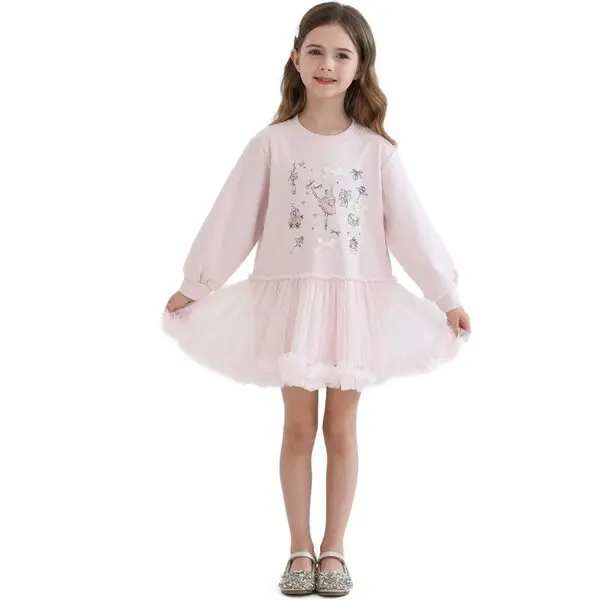 MIMI TUTU Ballet Ruffle Bow Dress - Pink
