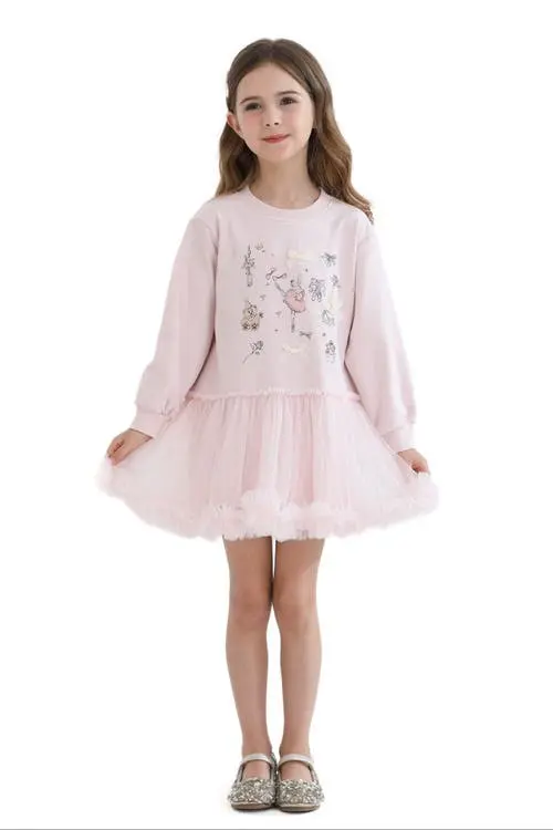 MIMI TUTU Ballet Ruffle Bow Dress - Pink