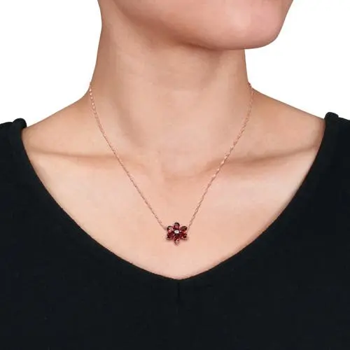 JULIANNA B. 10k Rose Gold Gemstone And Diamond Floral Necklace