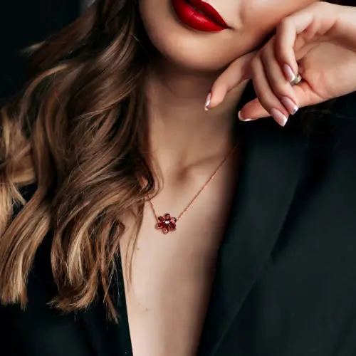 JULIANNA B. 10k Rose Gold Gemstone And Diamond Floral Necklace