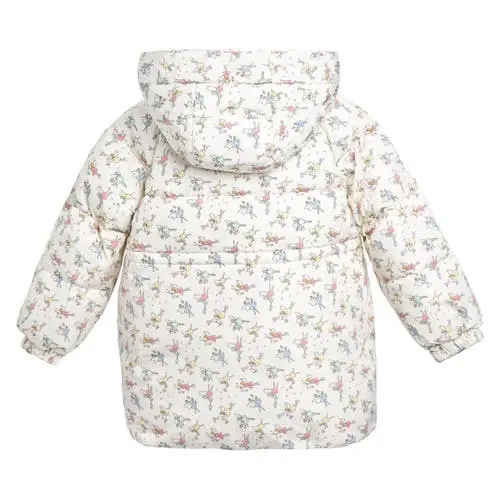 MIMI TUTU Floral Bow Hooded Coat - Cream