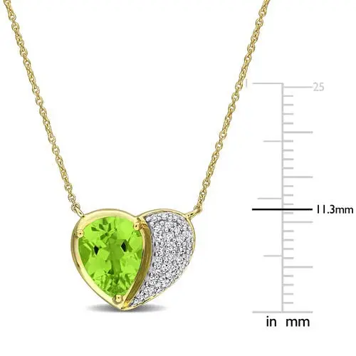 JULIANNA B. 10k Gemstone And Diamond Heart Necklace - Peridot