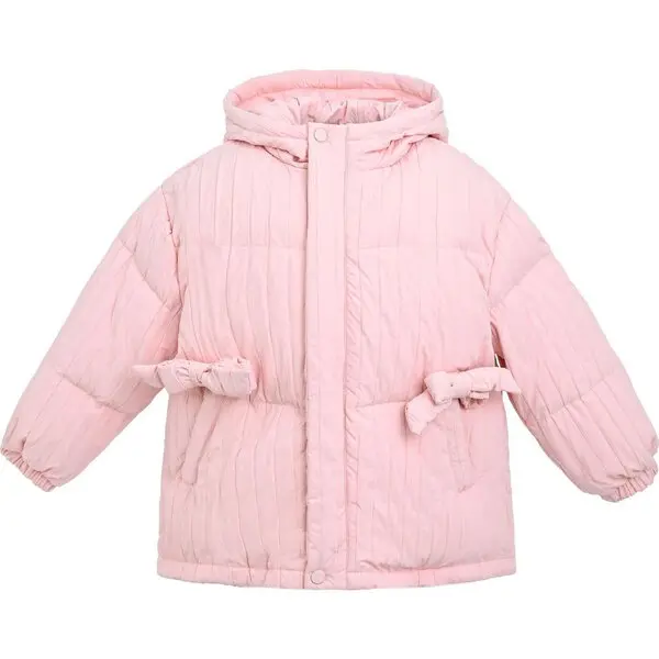 MIMI TUTU Bow Quilted Puffer Jacket - Pink