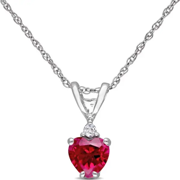 JULIANNA B. Gemstone And Diamond Solitaire Heart Necklace - Created Ruby