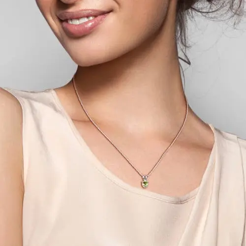 JULIANNA B. Gemstone And Diamond Solitaire Heart Necklace - Peridot