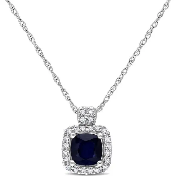 JULIANNA B. Gemstone And Diamond Halo Cluster Necklace - Sapphire
