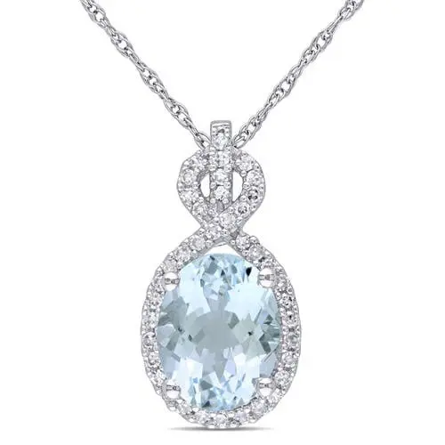 JULIANNA B. Gemstone And Diamond Infinity Halo Necklace - Aquamarine