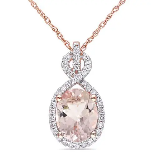 JULIANNA B. Gemstone And Diamond Infinity Halo Necklace - Morganite/rose Gold