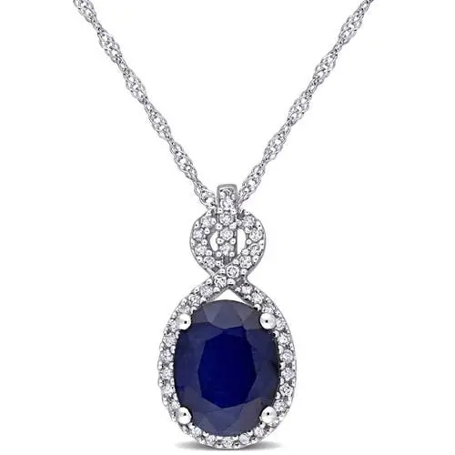JULIANNA B. Gemstone And Diamond Infinity Halo Necklace - Sapphire