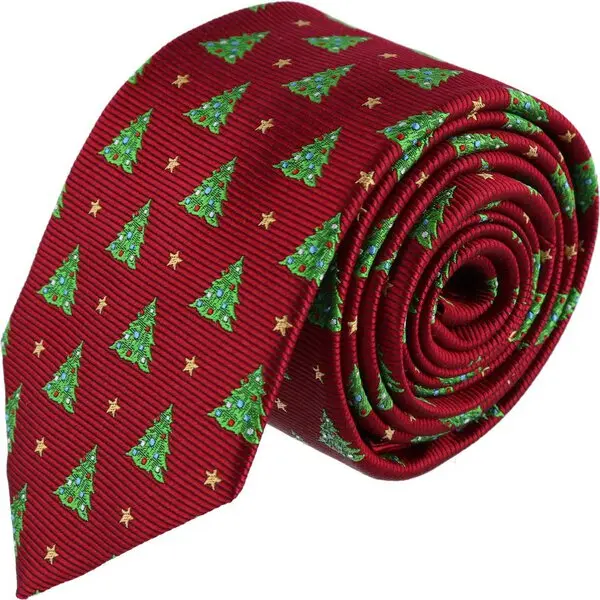 Trafalgar Christmas Tree Silk Necktie - Red