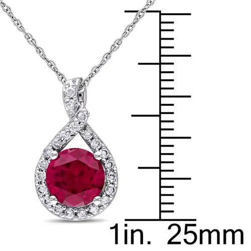 JULIANNA B. 10k White Gold Gemstone And Diamond Teardrop Necklace
