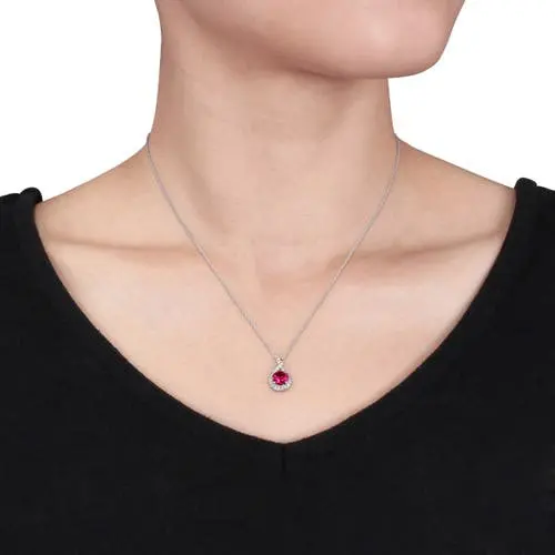 JULIANNA B. 10k White Gold Gemstone And Diamond Teardrop Necklace