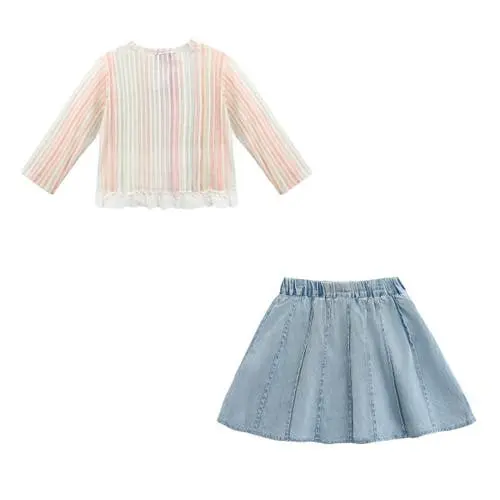 MIMI TUTU Striped Skort Cardigan Set
