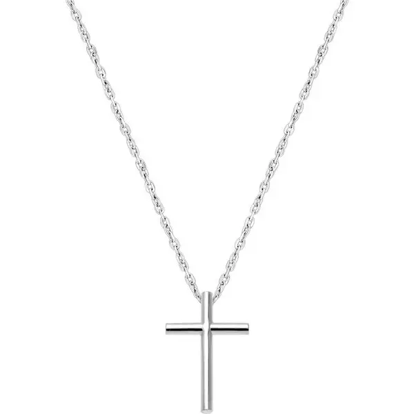TINY BLESSINGS 14k Gold Rounded Cross Necklace - 14k White Gold