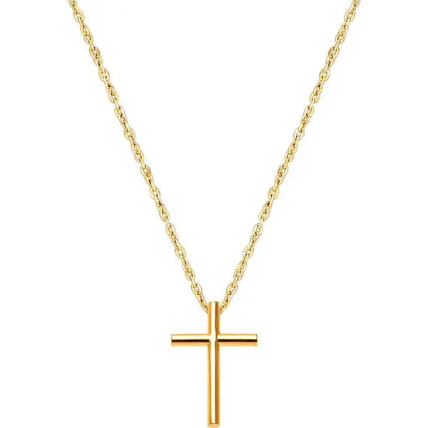 TINY BLESSINGS 14k Gold Rounded Cross Necklace - 14k Yellow Gold