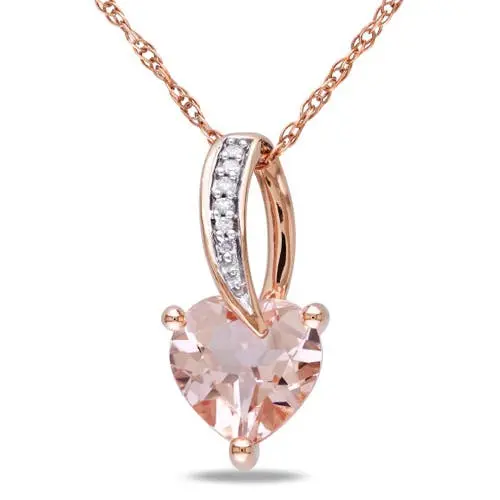 JULIANNA B. Gemstone And Diamond Swirl Heart Necklace 10k - Morganite
