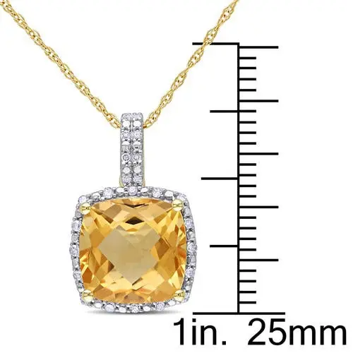 JULIANNA B. Gemstone And Diamond Cushion Halo Necklace