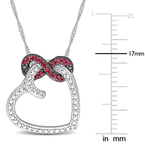 JULIANNA B. 10k White Gold Gemstone Infinity Heart Necklace - Ruby