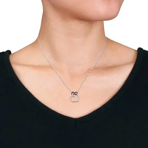 JULIANNA B. 10k White Gold Gemstone Infinity Heart Necklace - Ruby
